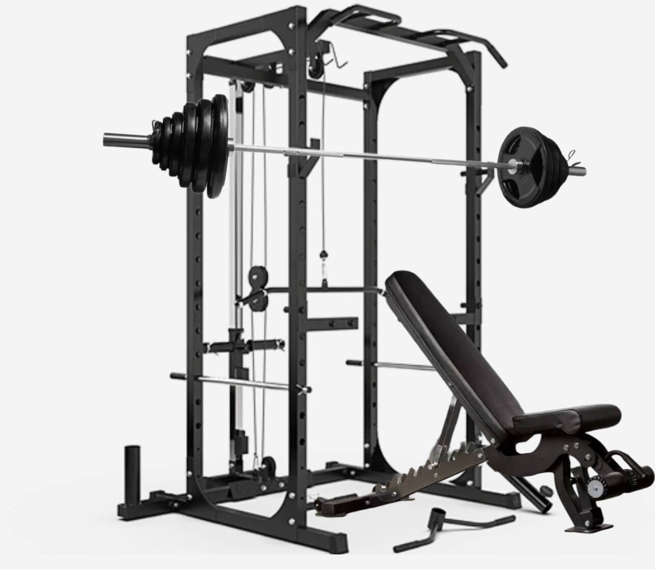 Power Rack + Olympic weight set + Commercial Bench | Golden Fitness